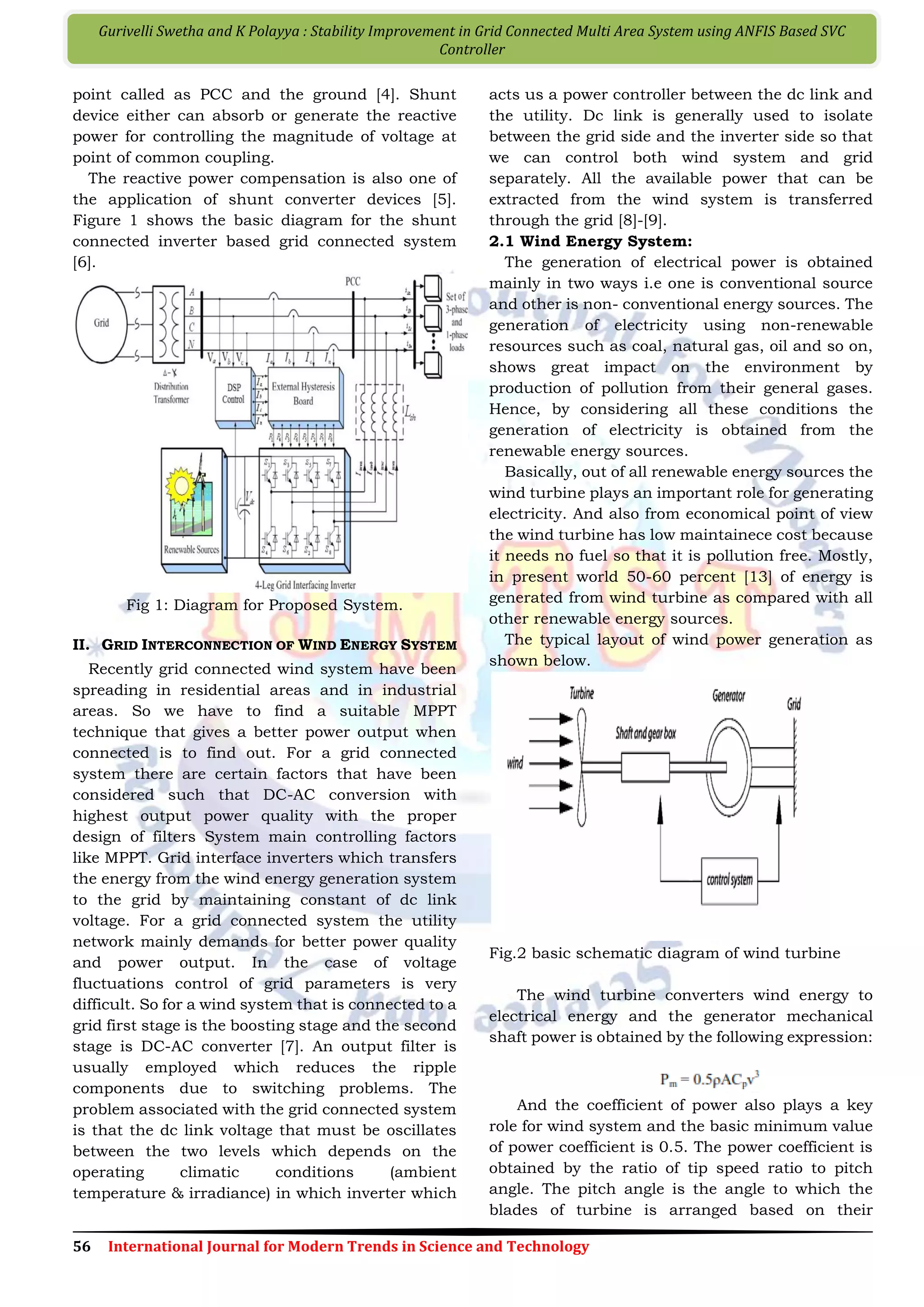 Stability Improvement in Grid Connected Multi Area System using ANFIS Based SVC Controller | PDF