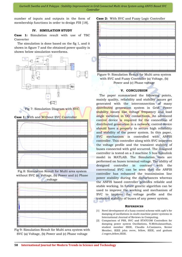 Stability Improvement in Grid Connected Multi Area System using ANFIS Based SVC Controller | PDF