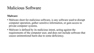 Malicious software and software security | PPTX