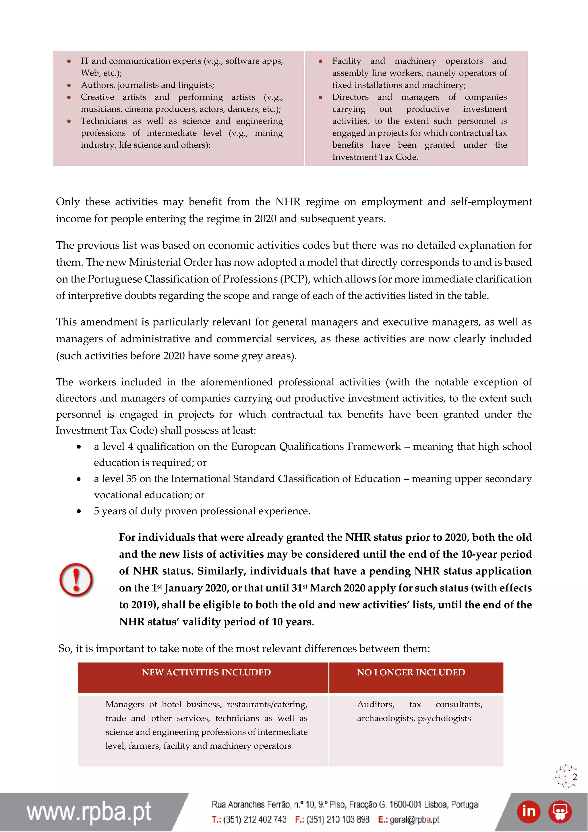 NHR regime update | PDF