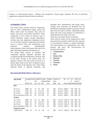 Nutrition Plan to promote health & prevent diseases | PDF | Chemistry ...