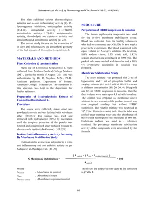 In Vitro Anti Inflammatory and Anti Arthritic Activity of Commelina ...