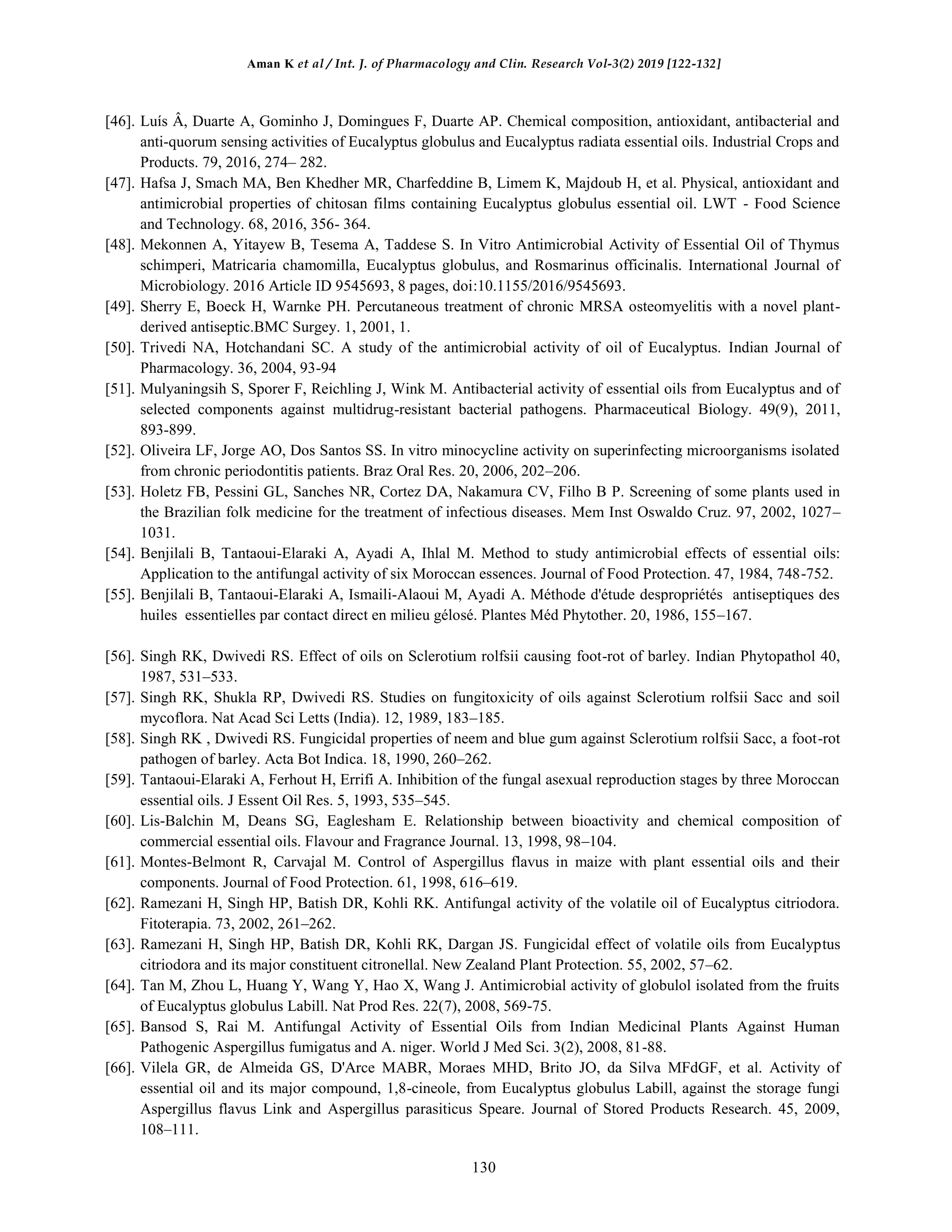 A review article: antifungal activity of eucalyptus genus | PDF