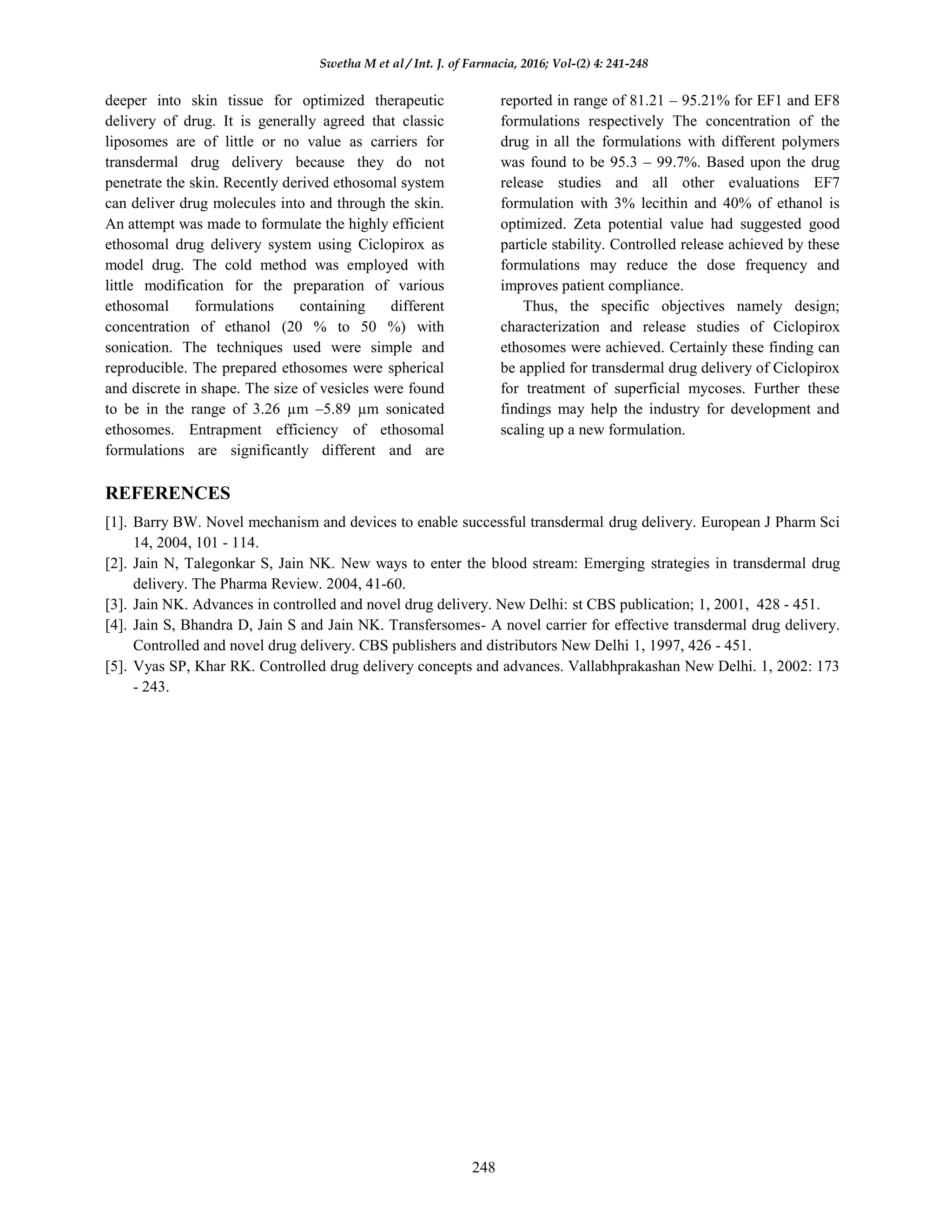 Formulation and evaluation of ciclopirox using ethosomal gel | PDF