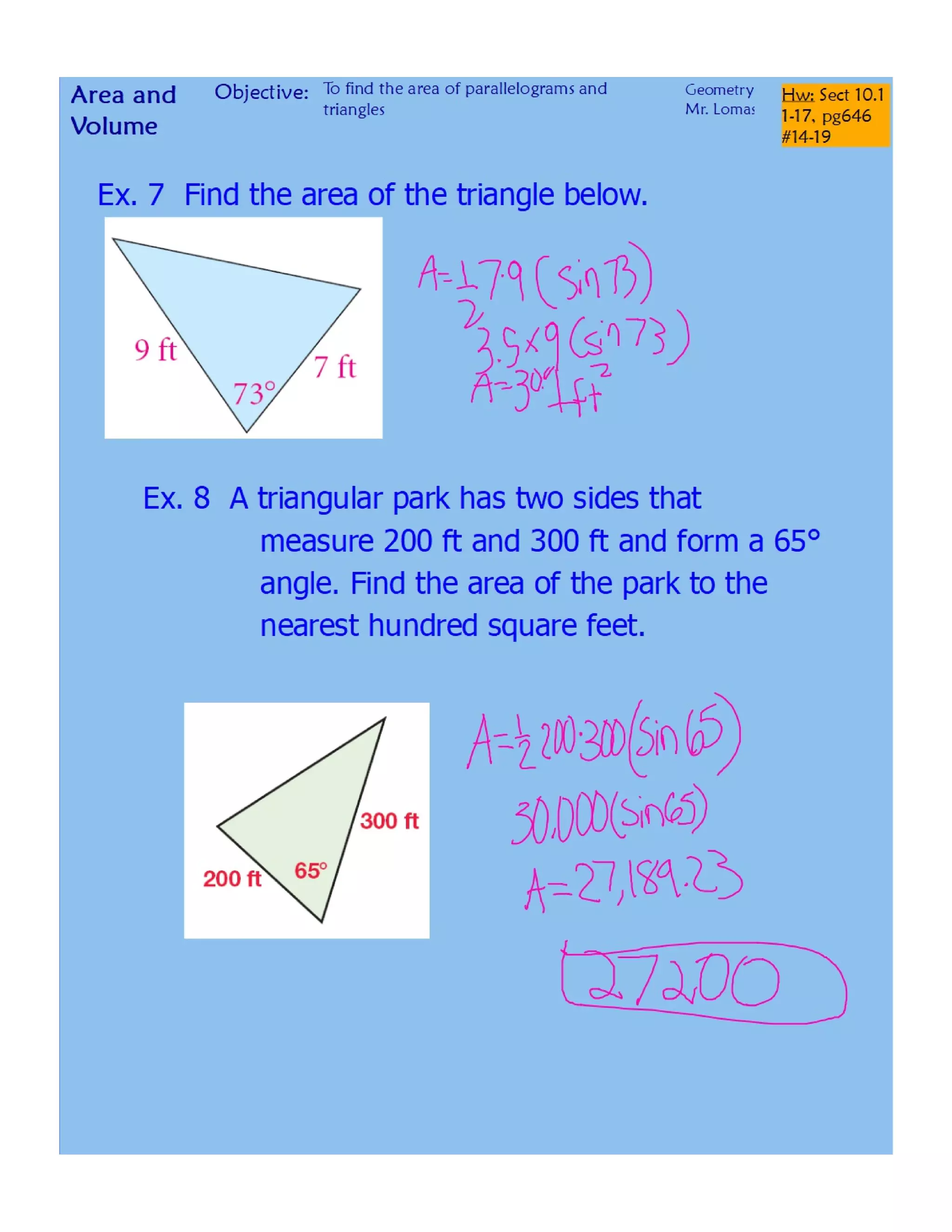 10 1 areas of parallelograms and triangles | PDF | Physics | Science