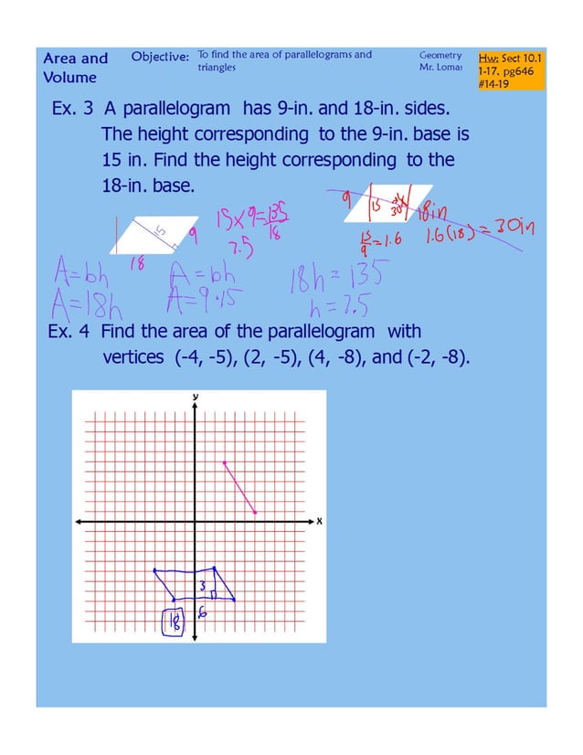 10 1 areas of parallelograms and triangles | PDF | Physics | Science