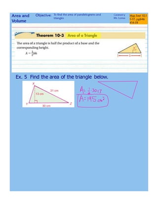 10 1 areas of parallelograms and triangles | PDF | Physics | Science