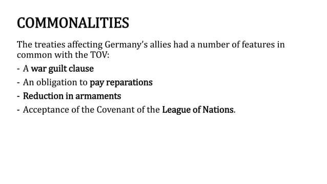 HISTORY IGCSE CONTENT - 20TH CENTURY OPTION - THE TERMS OF THE OTHER ...