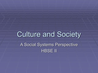 Culture and Society|A Social Systems Perspective | PPT