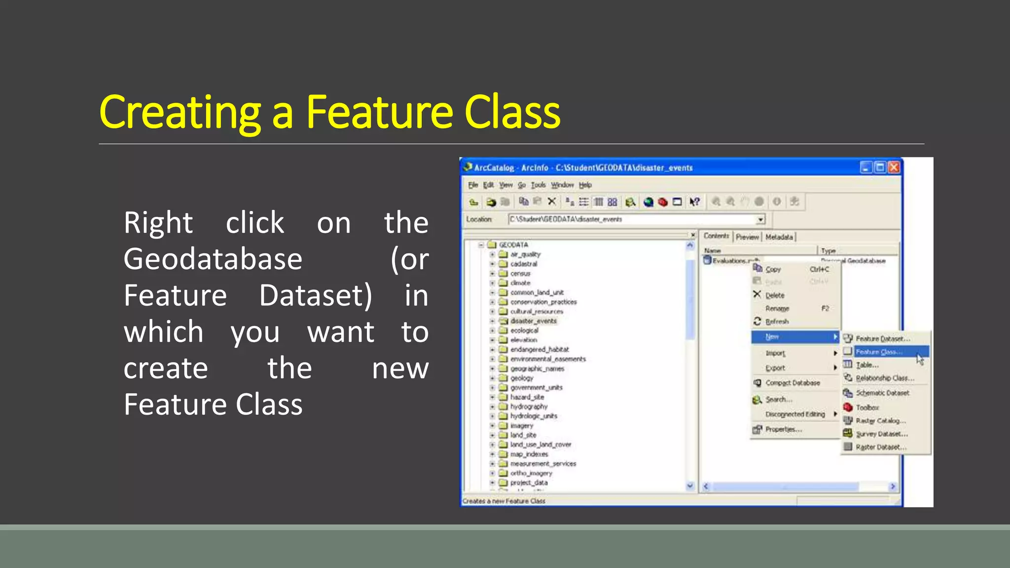 Creating a feature class | PPT | Free Download