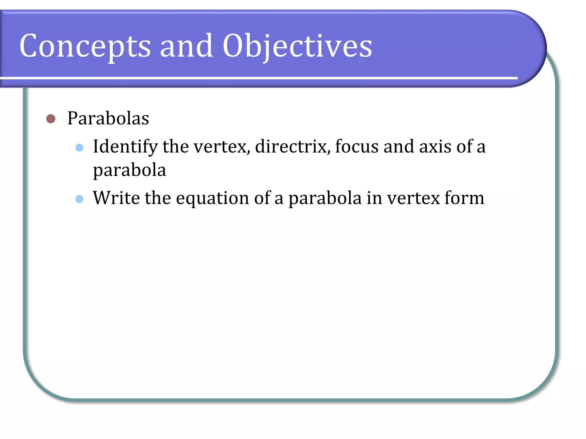 10.1 Parabolas | PDF