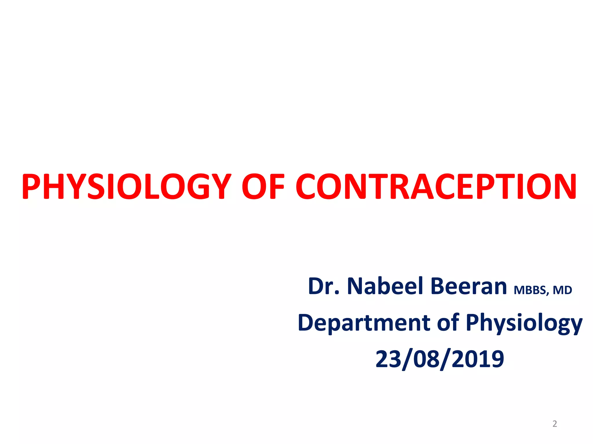 PHYSIOLOGY OFCONTRACEPTION | PPTX
