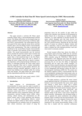 A PID Controller for Real-Time DC Motor Speed Control using the C505C Microcontroller | PDF