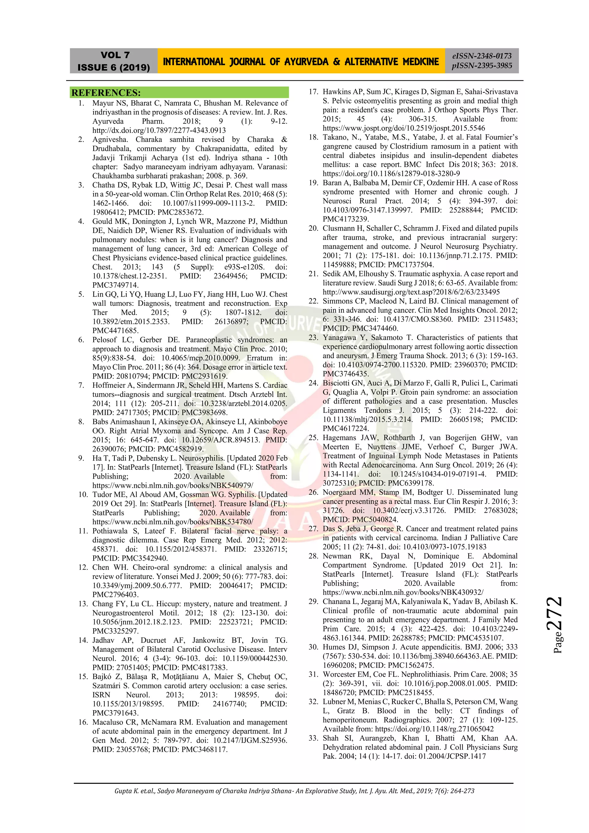 SADYO MARANEEYAM OF CHARAKA INDRIYA STHANA - AN EXPLORATIVE STUDY | PDF