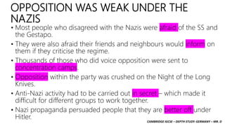 IGCSE REVISION - GERMANY: OPPOSITION TO THE NAZIS | PPTX