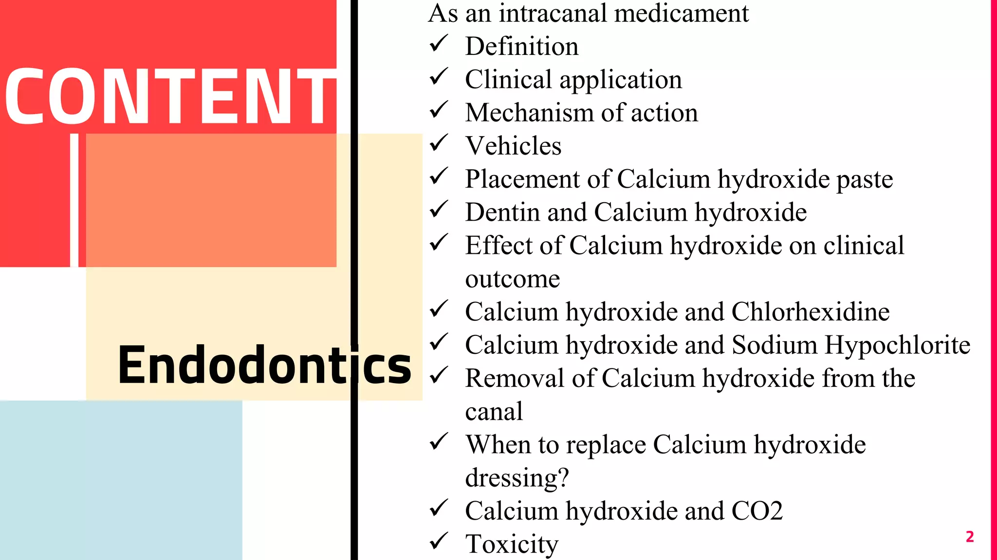 CALCIUM HYDROXIDE IN ENDODONTICS | PPTX