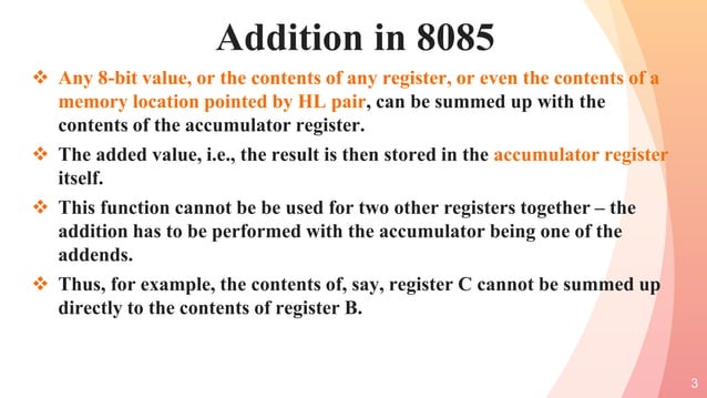 ARITHMETIC OPERATIONS IN 8085 MICROPROCESSOR | PPTX | Programming Languages | Computing