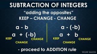 Subtraction of Integers | PDF