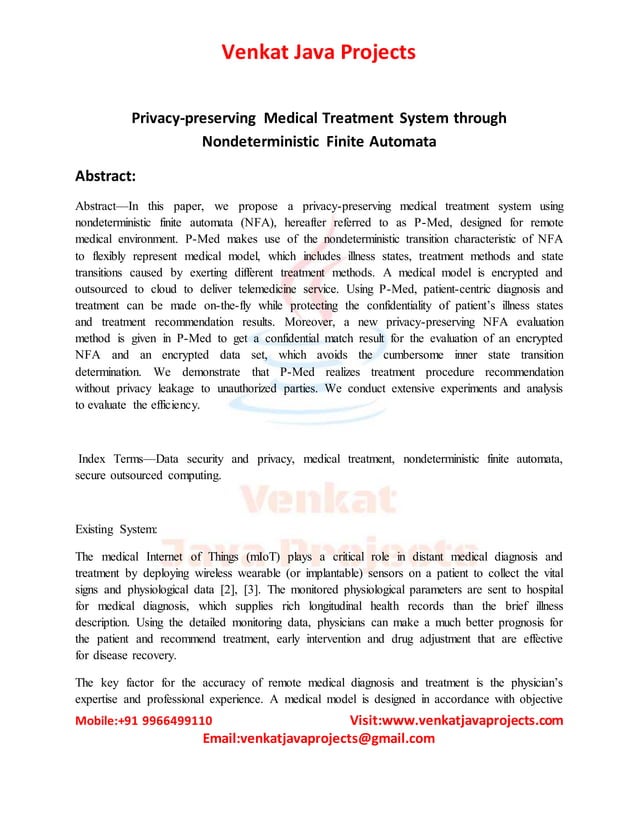 privacy preserving medical treatment system through nondeterministic finite automata | PDF