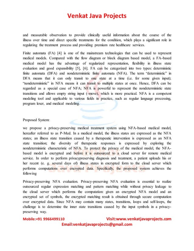 Privacy Preserving Medical Treatment System Through Nondeterministic Finite Automata Pdf