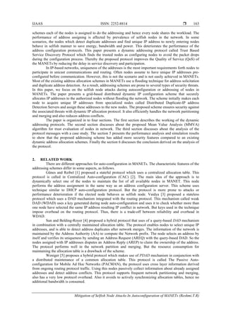 Mitigation of Selfish Node Attacks In Autoconfiguration of MANETs | PDF