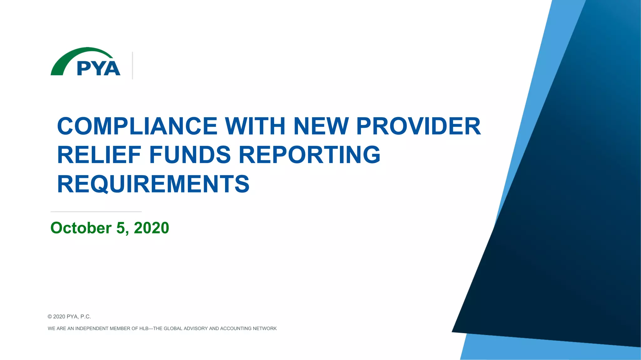 On-Demand Webinar: Compliance With New Provider Relief Funds Reporting ...