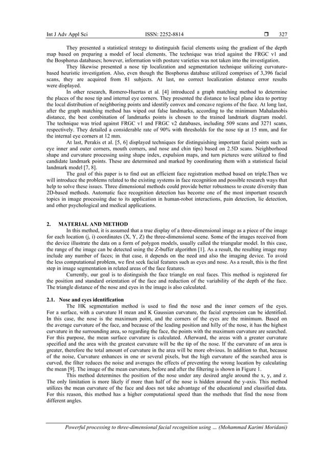 Powerful processing to three-dimensional facial recognition using triple information | PDF
