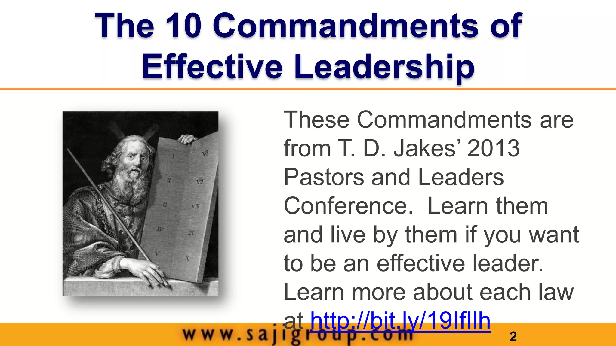 10 Commandments of Effective Leadership by T.D. Jakes | PPTX