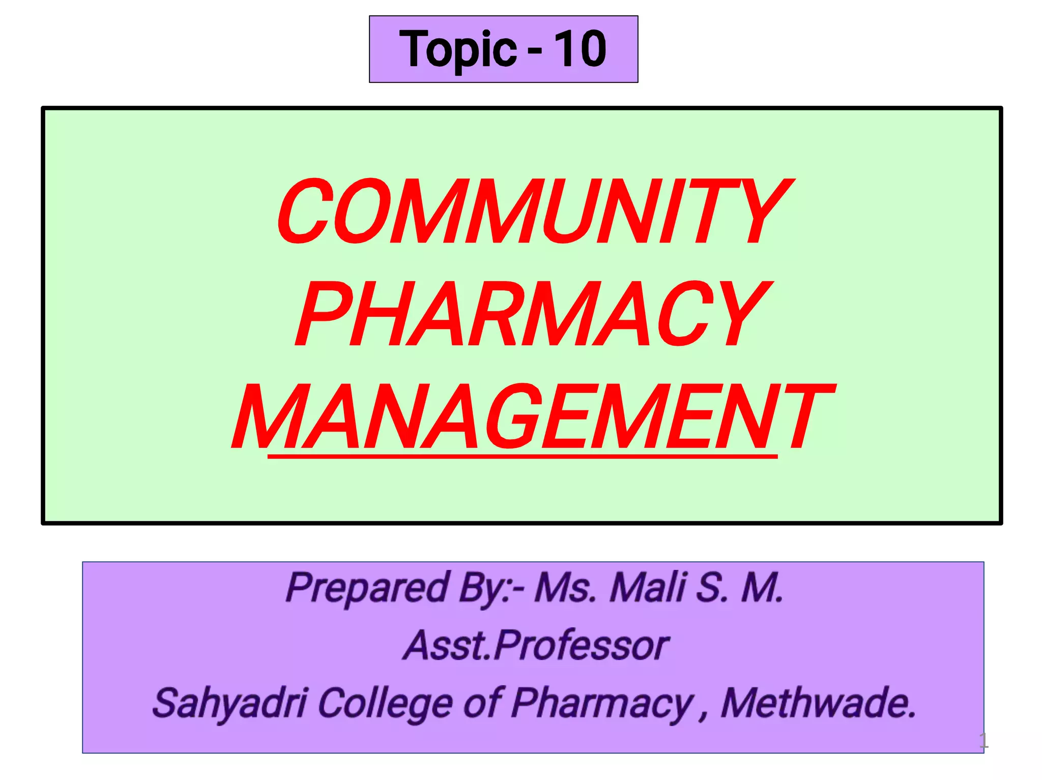 Community Pharmacy Management | PPTX