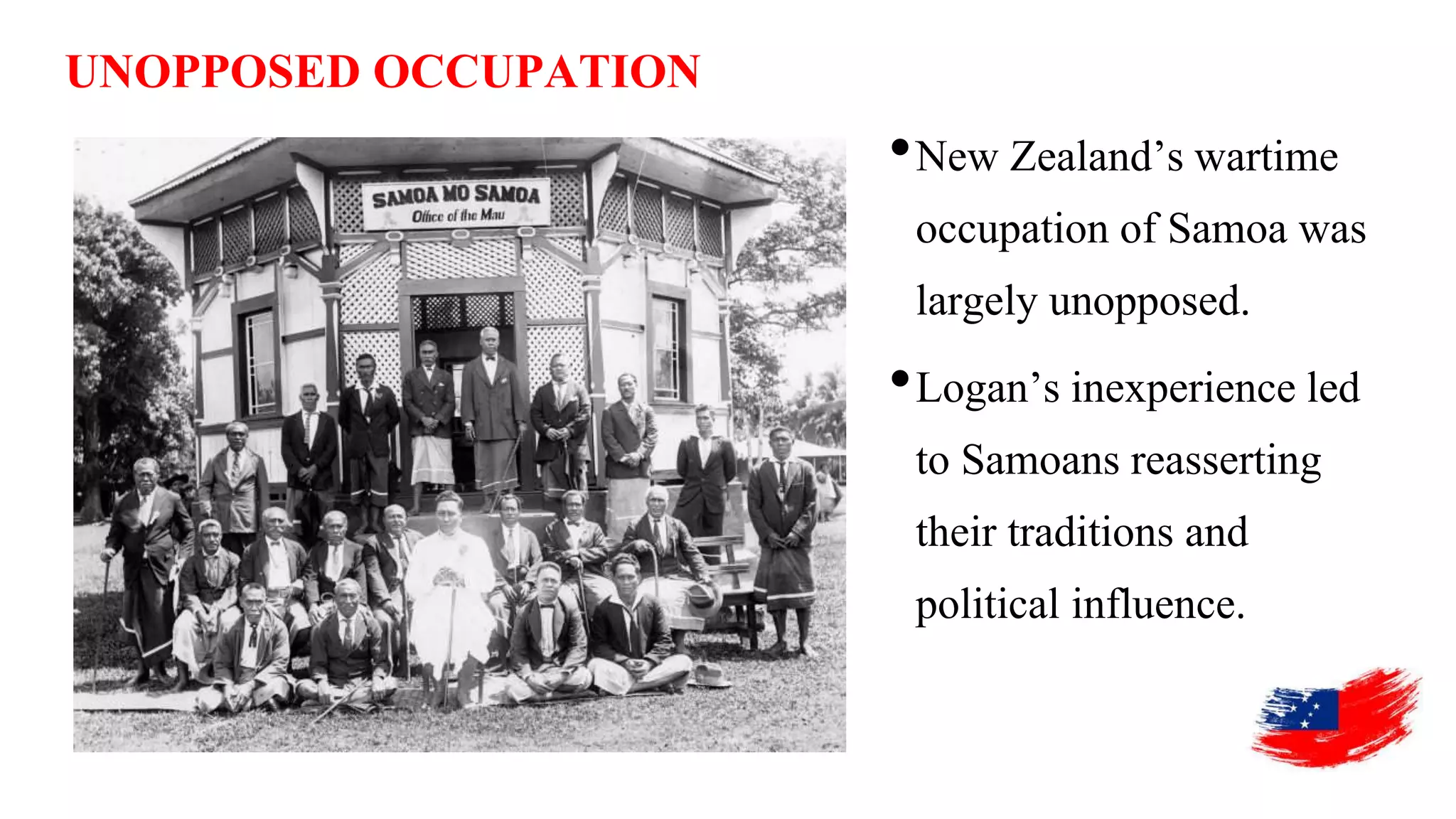 THE SAMOAN MAU MOVEMENT: NEW ZEALAND OCCUPATION OF SAMOA | PPTX
