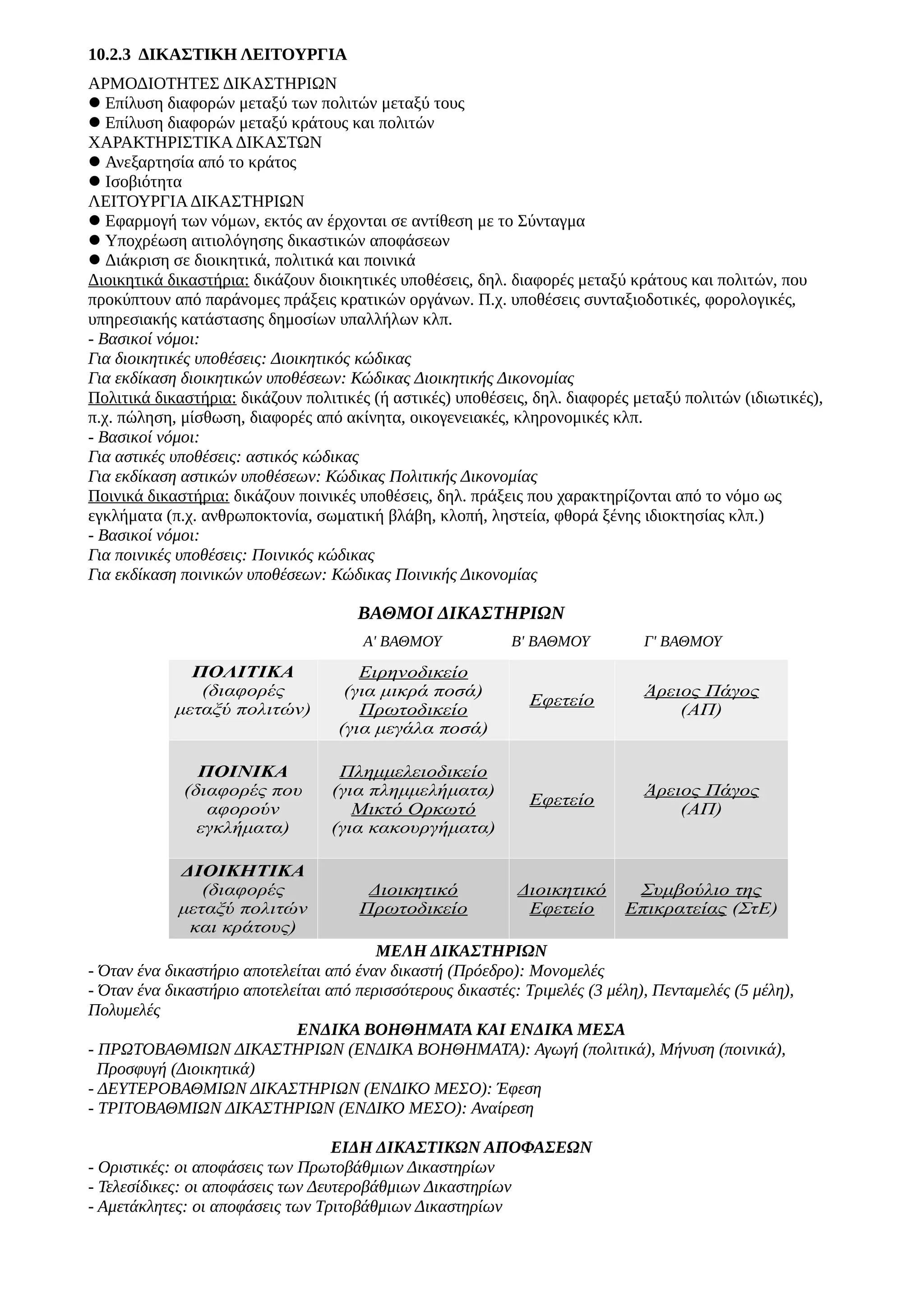 ΚΠΑ Γ' ΓΥΜΝΑΣΙΟΥ 10.2.3 ΔΙΚΑΣΤΙΚΗ ΛΕΙΤΟΥΡΓΙΑ | PDF