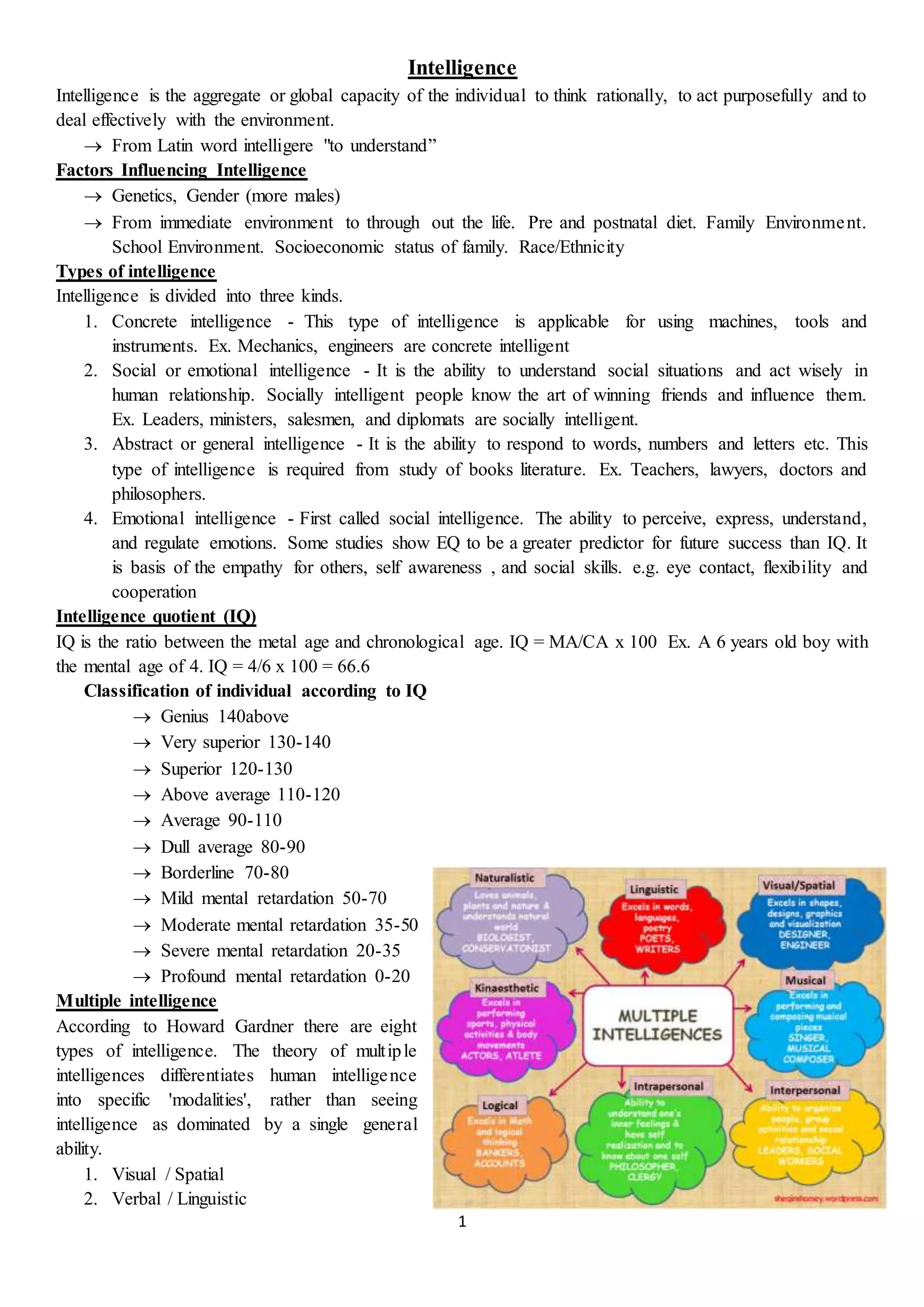 Intelligence psychology | DOCX