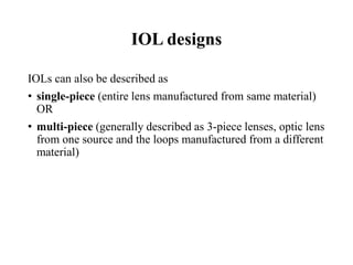 Intraocular lens (IOL)- cataract management | PPT