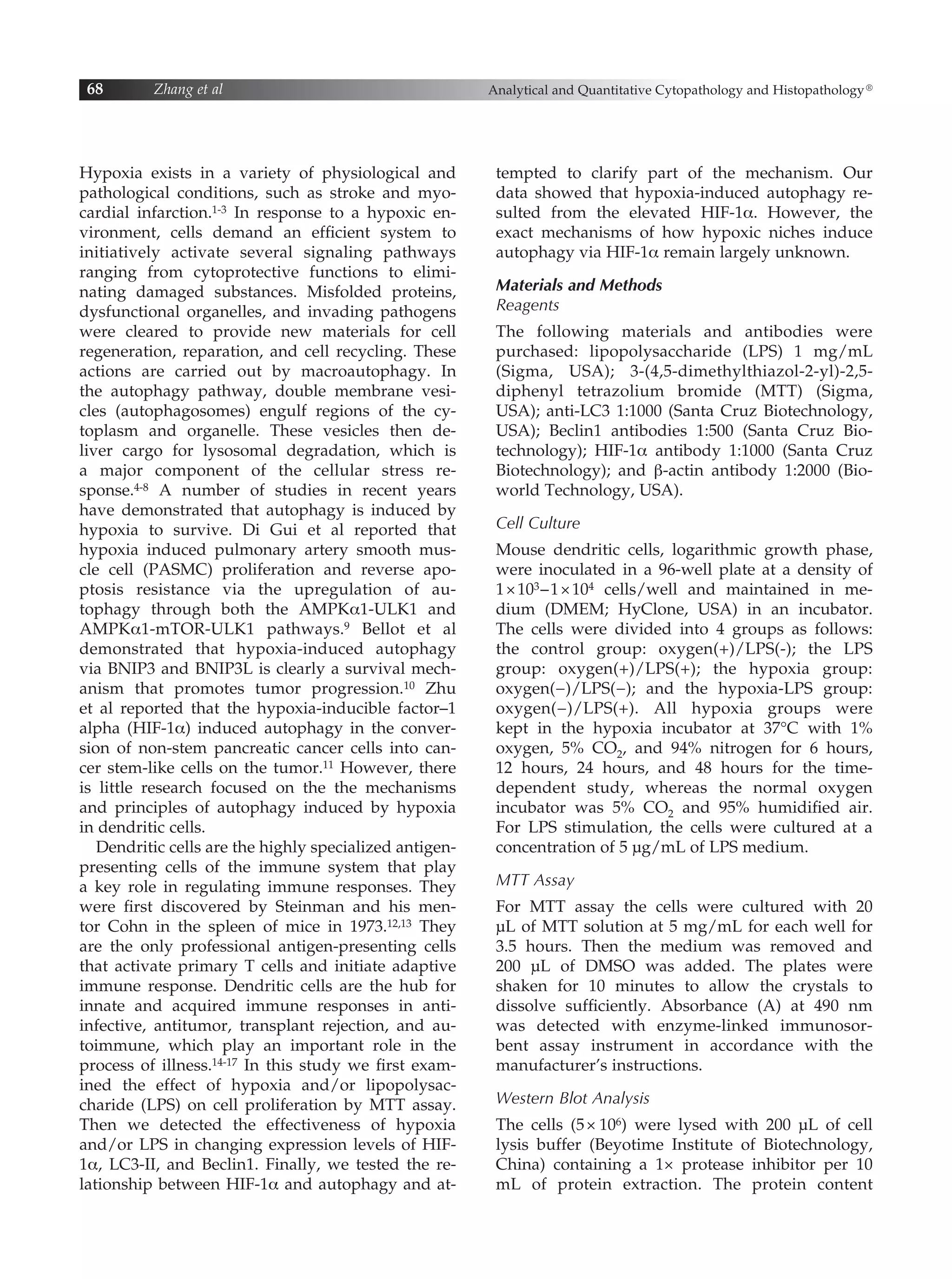 Synergy Assessment of Hypoxia and Lipopolysaccharide on Autophagy in ...