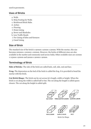 Bricks- Size, Classification, Composition & Quality Control | PDF