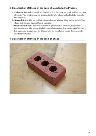 Bricks- Size, Classification, Composition & Quality Control | PDF