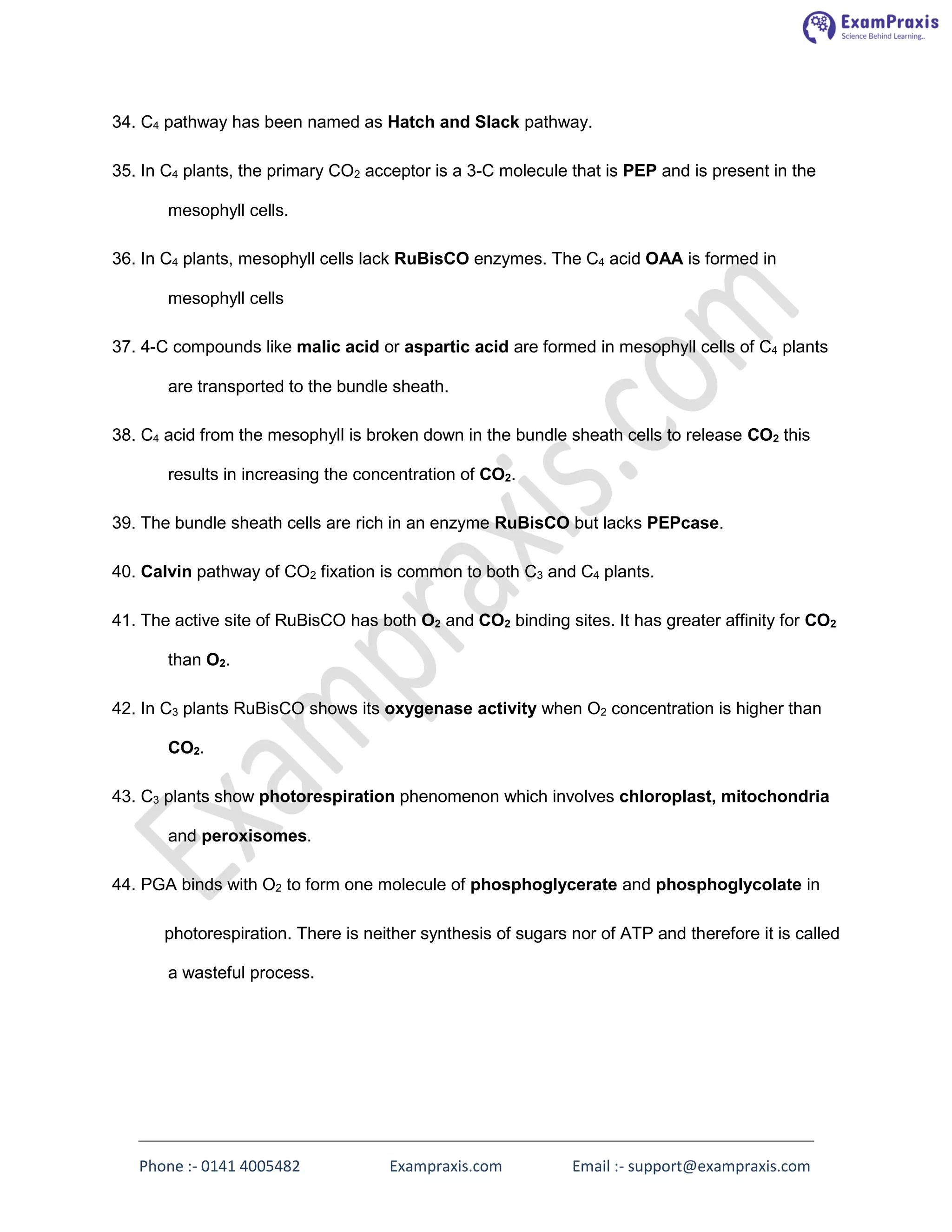 Photosynthesis in Higher Plants-ExamPraxis | PDF
