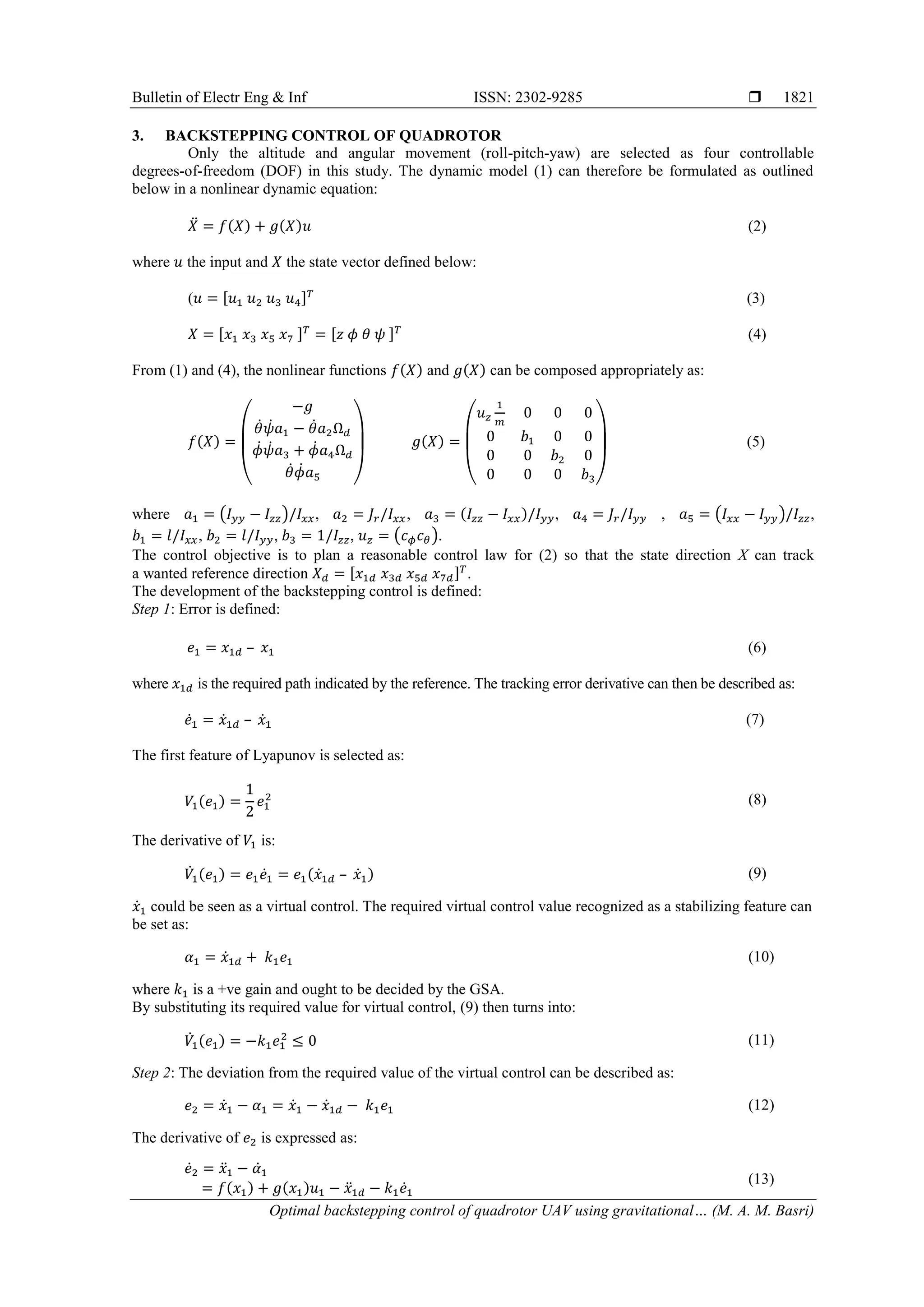 Optimal Backstepping Control Of Quadrotor Uav Using Gravitational Search Optimization Algorithm