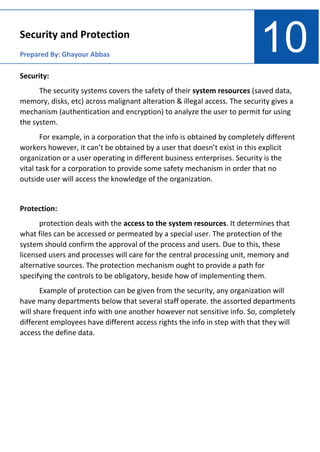 CSI-503 - 10. Security & Protection (Operating System) | PDF