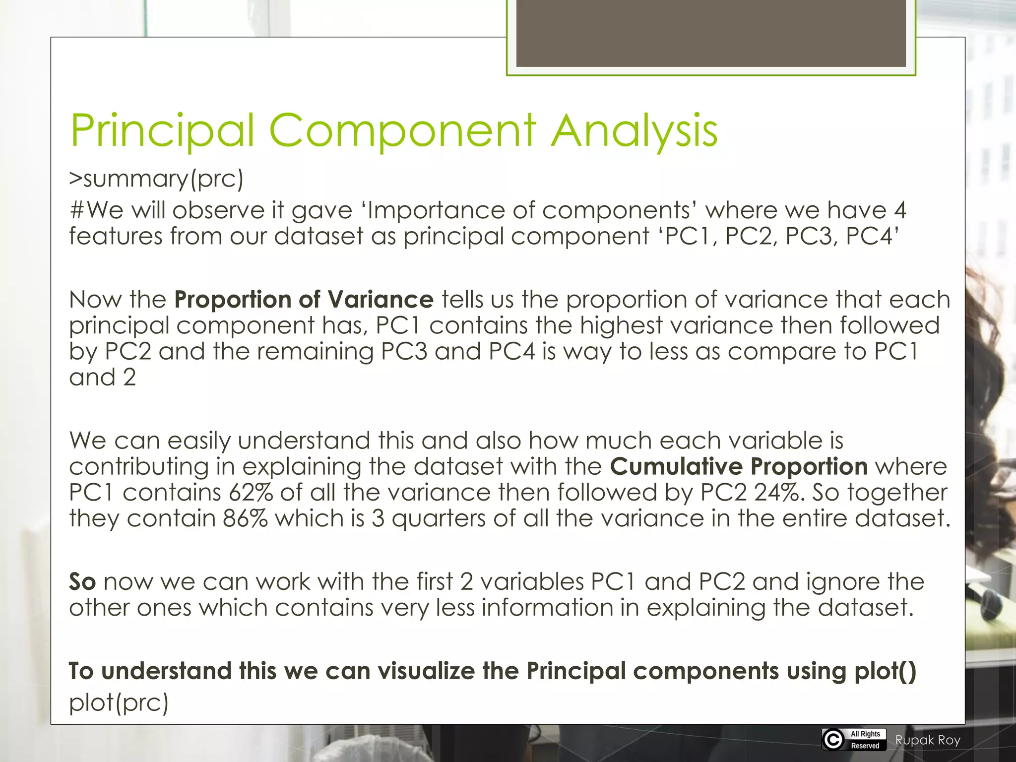 PCA with princomp and prcomp | PDF