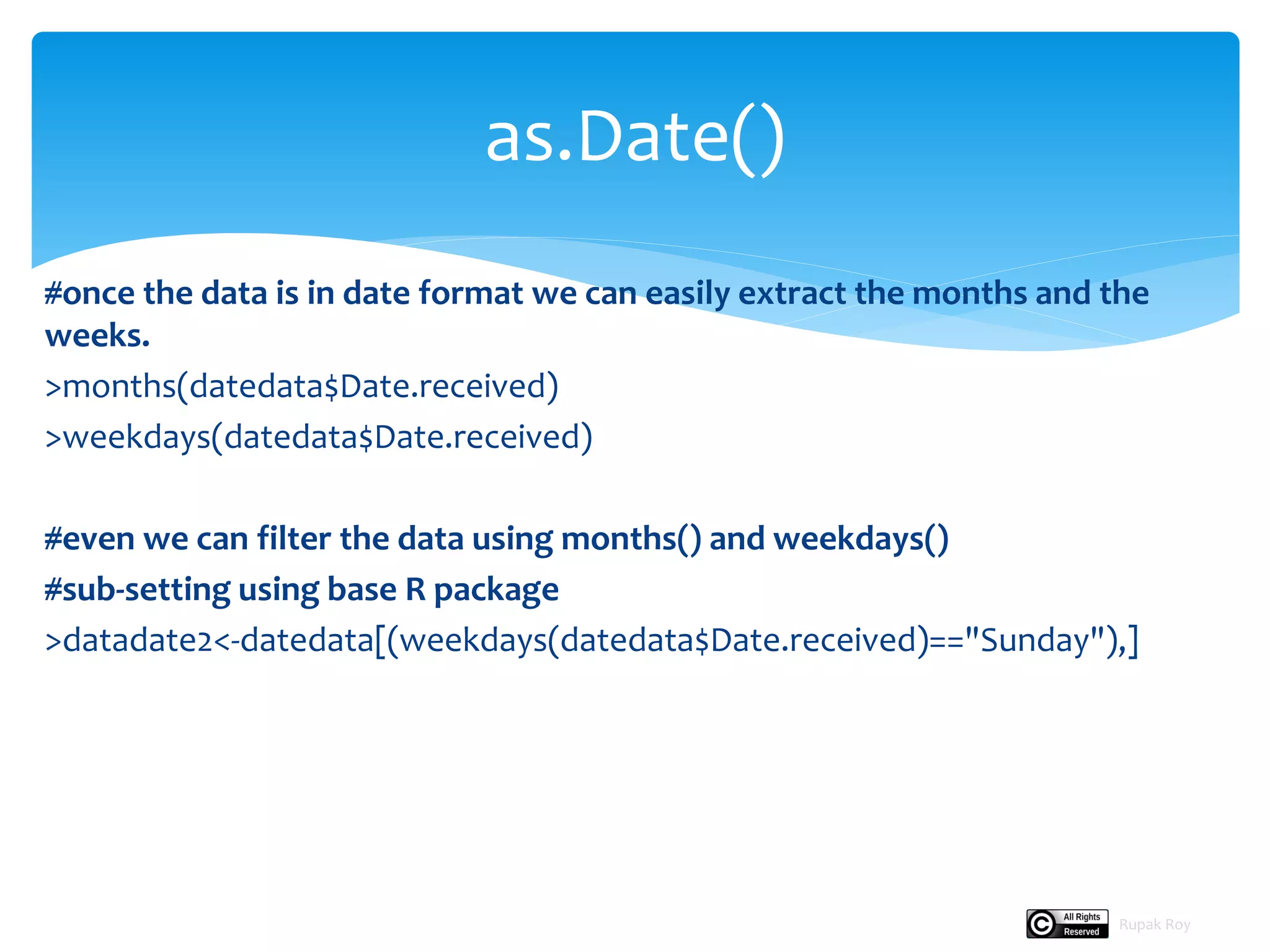Manipulating data with dates | PPT