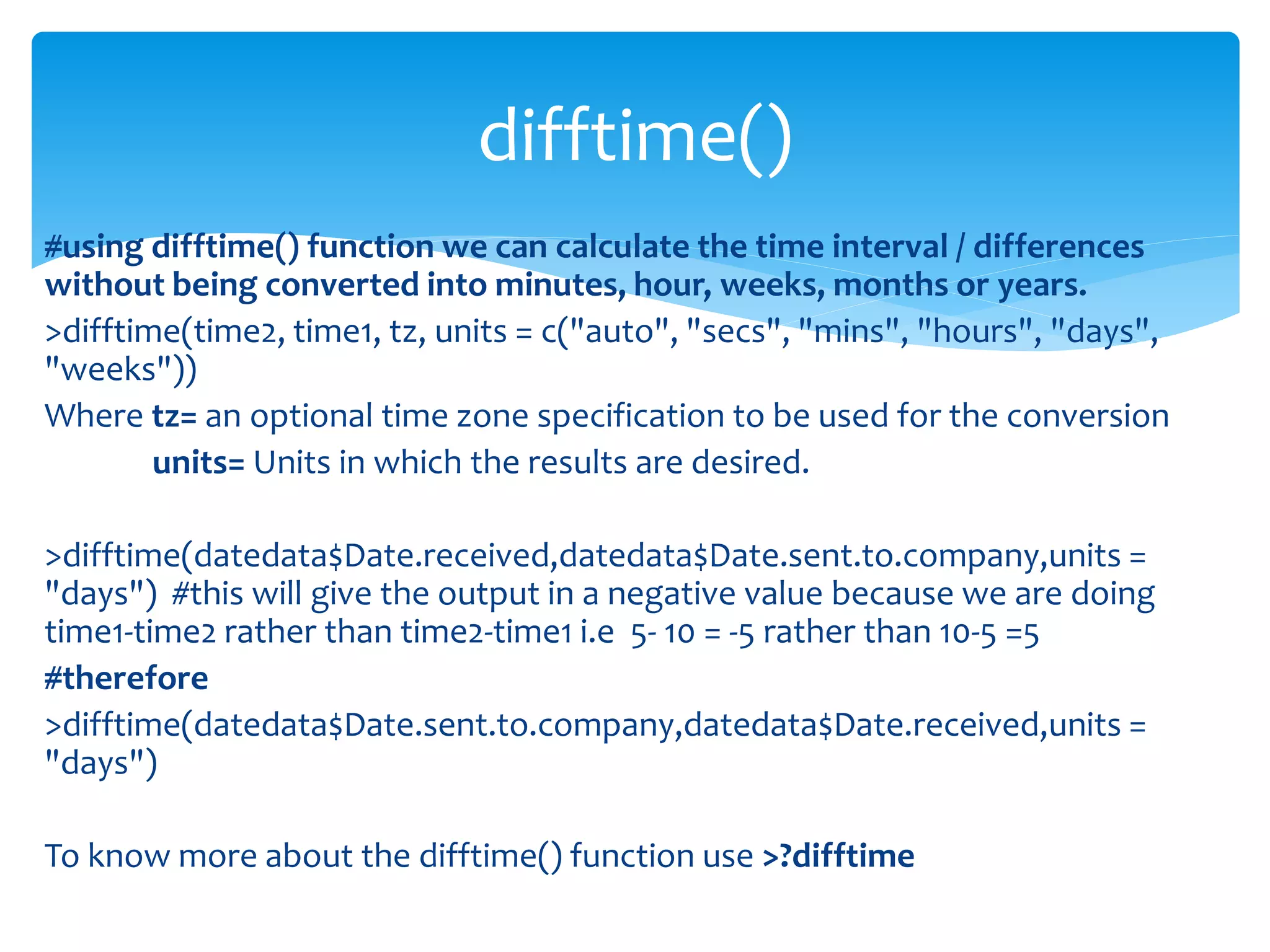 Manipulating data with dates | PPT
