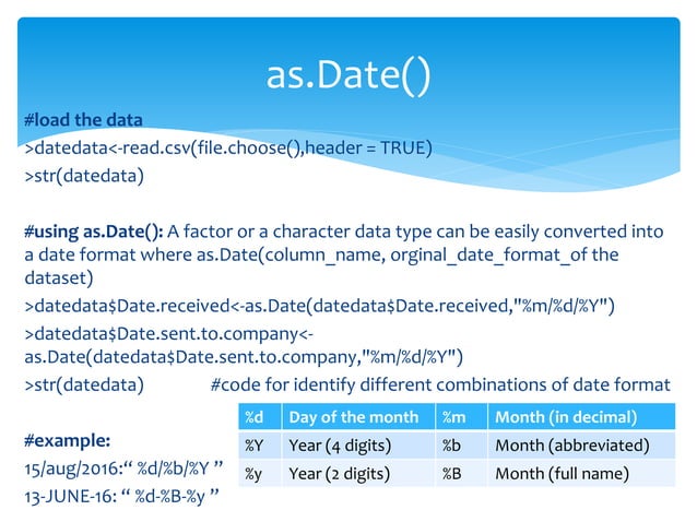 Manipulating data with dates | PPT