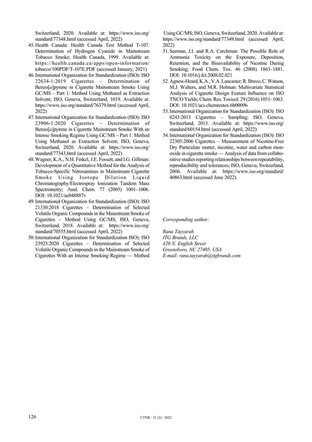HPHC Testing of Tobacco and Smoke to Examine Cigarette Temporal ...