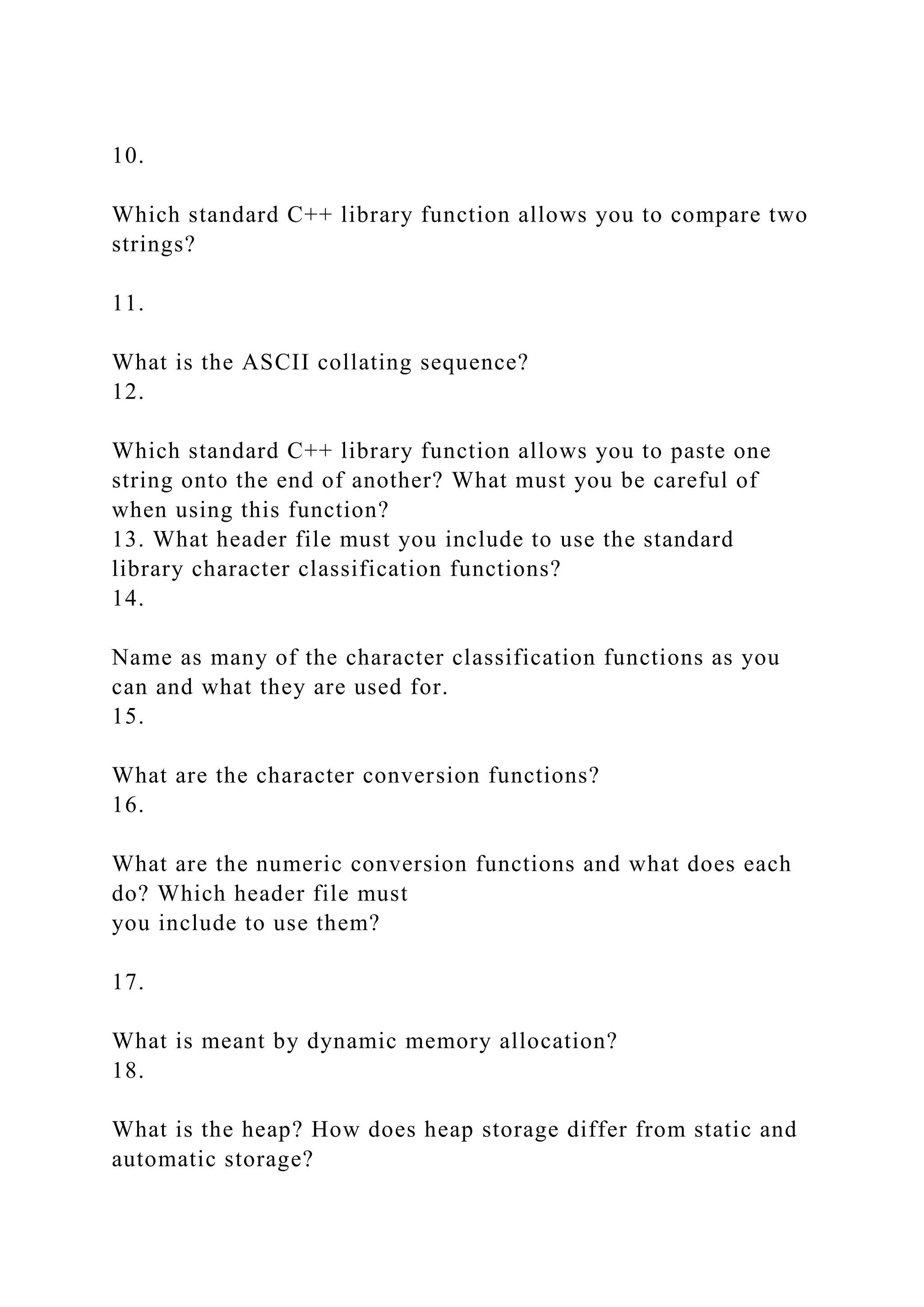 10 Which Standard C Library Function Allows You To Compare Two Docx