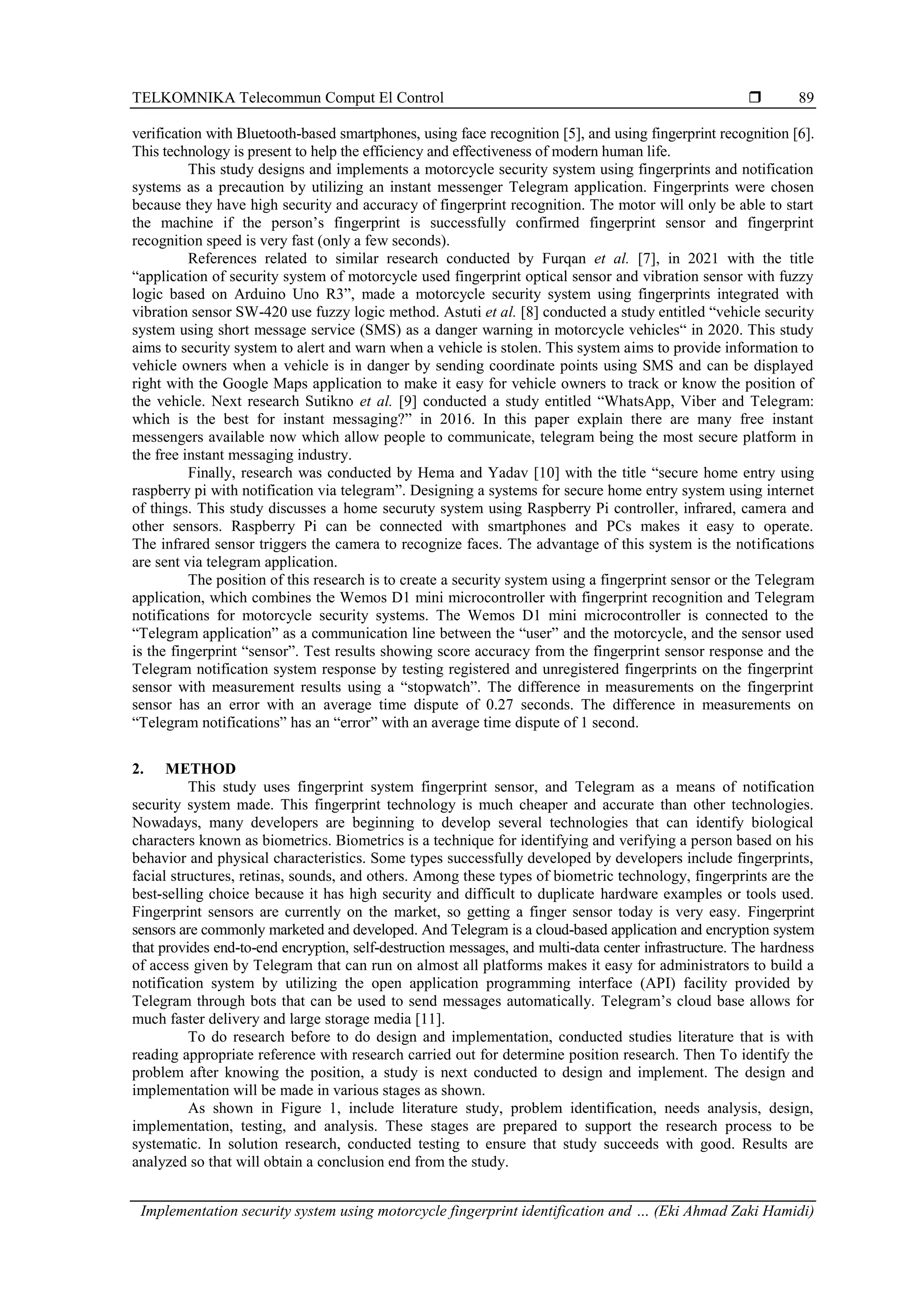 Implementation security system using motorcycle fingerprint ...