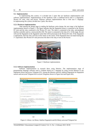 Implementation security system using motorcycle fingerprint identification and notification ...