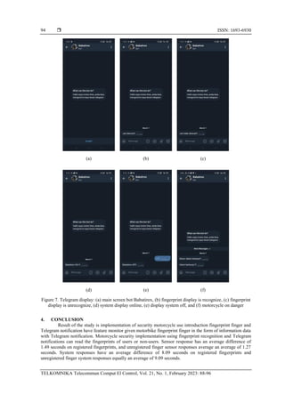 Implementation security system using motorcycle fingerprint identification and notification ...