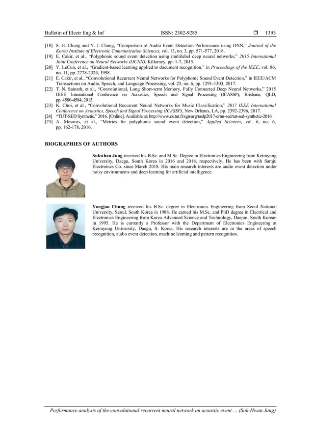 Performance analysis of the convolutional recurrent neural network on acoustic event detection ...