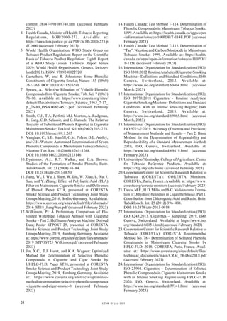 Selected Phenolic Compounds in Mainstream Cigarette Smoke, CORESTA ...